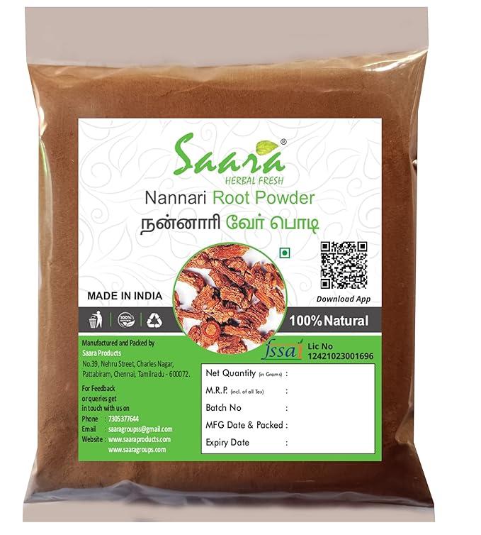 Buy Saara HERBAL FRESH Nannari Root Powder, 50g, Kapuri, Naruninti ...