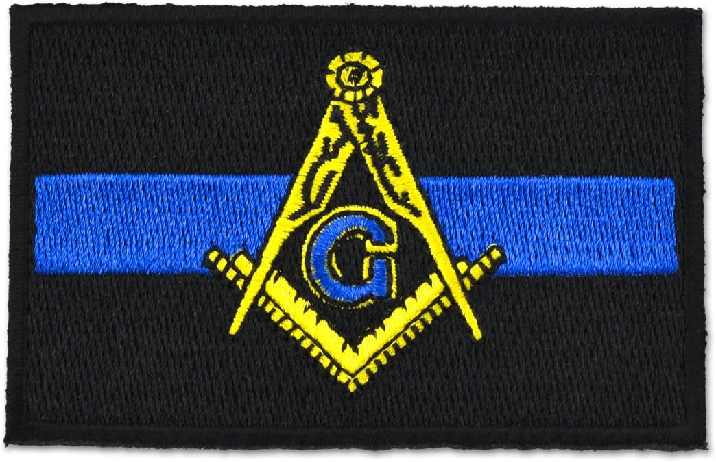 Amazon.com: Police Thin Blue Line Square & Compass Embroidered Masonic ...