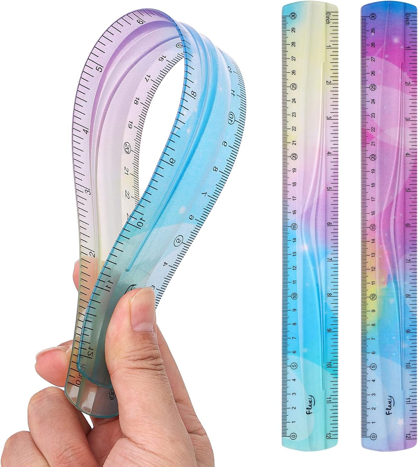 Amazon.com: 2 Pack Plastic Ruler Straight Ruler Plastic Measuring Tool ...