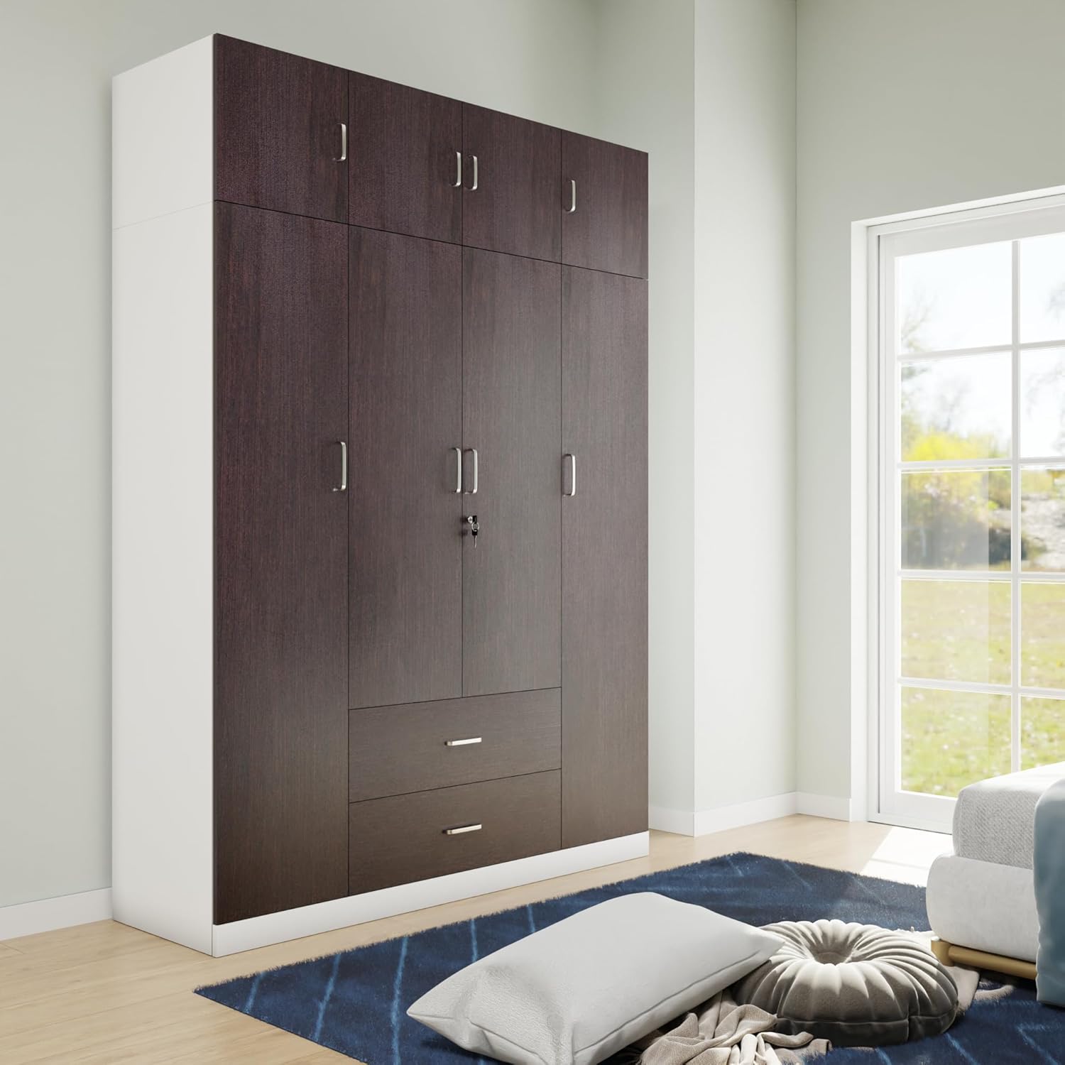 VIKI Wardrobe | Wooden Almirah for Clothes,Door for Bedroom with Loft ...