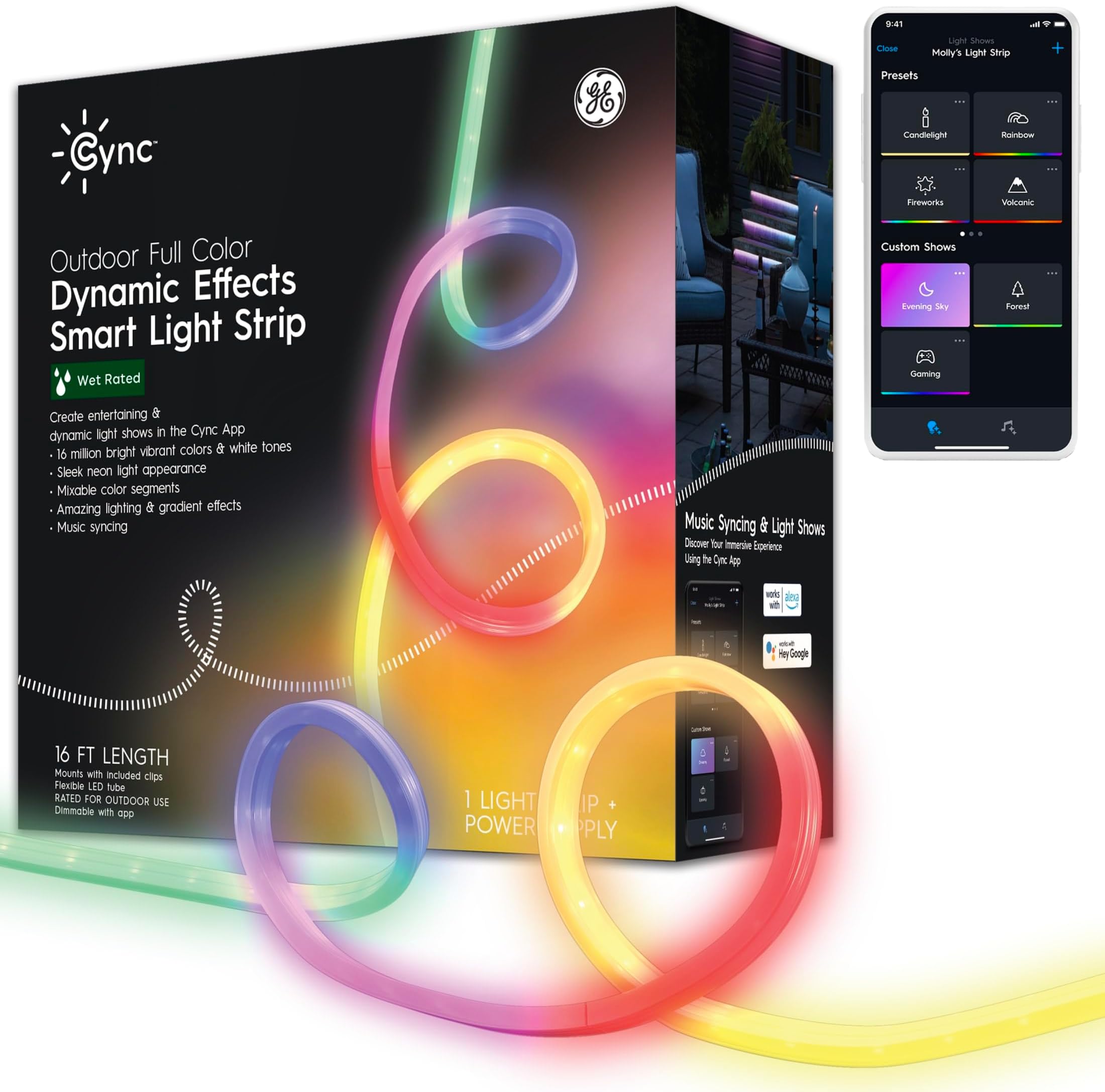 Amazon.com: Cync GE Dynamic Effects Smart LED Light Strip with Music ...