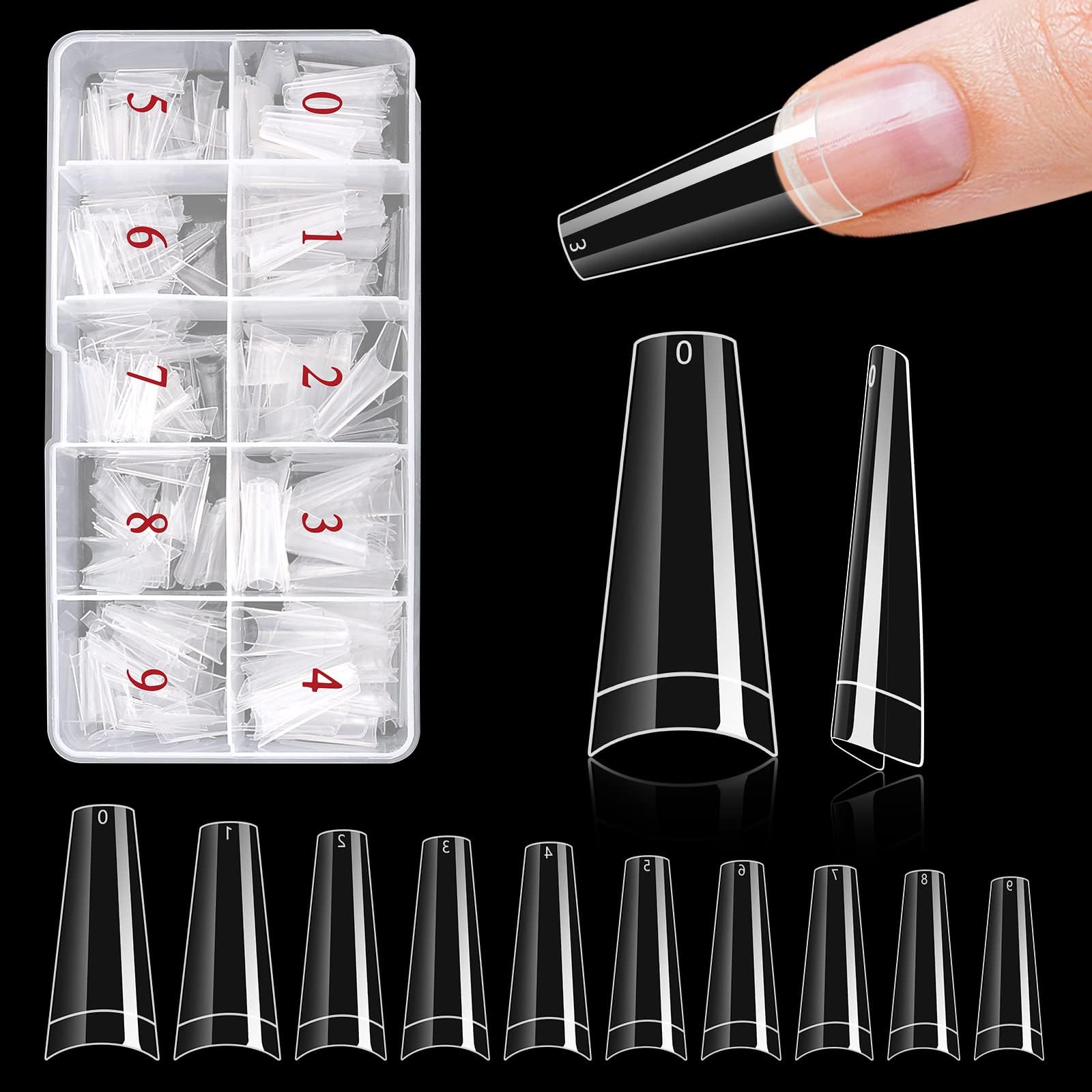 Amazon.com: Yokilly Clear Coffin Nails Tips, 500 PCS Short No C Curve ...