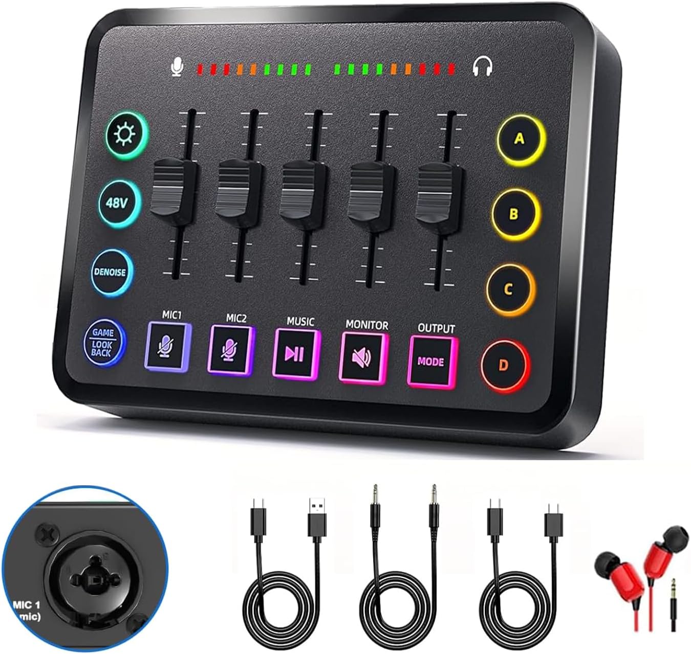 FIFINE Gaming Audio Mixer, Streaming RGB PC Mixer with XLR Microphone ...