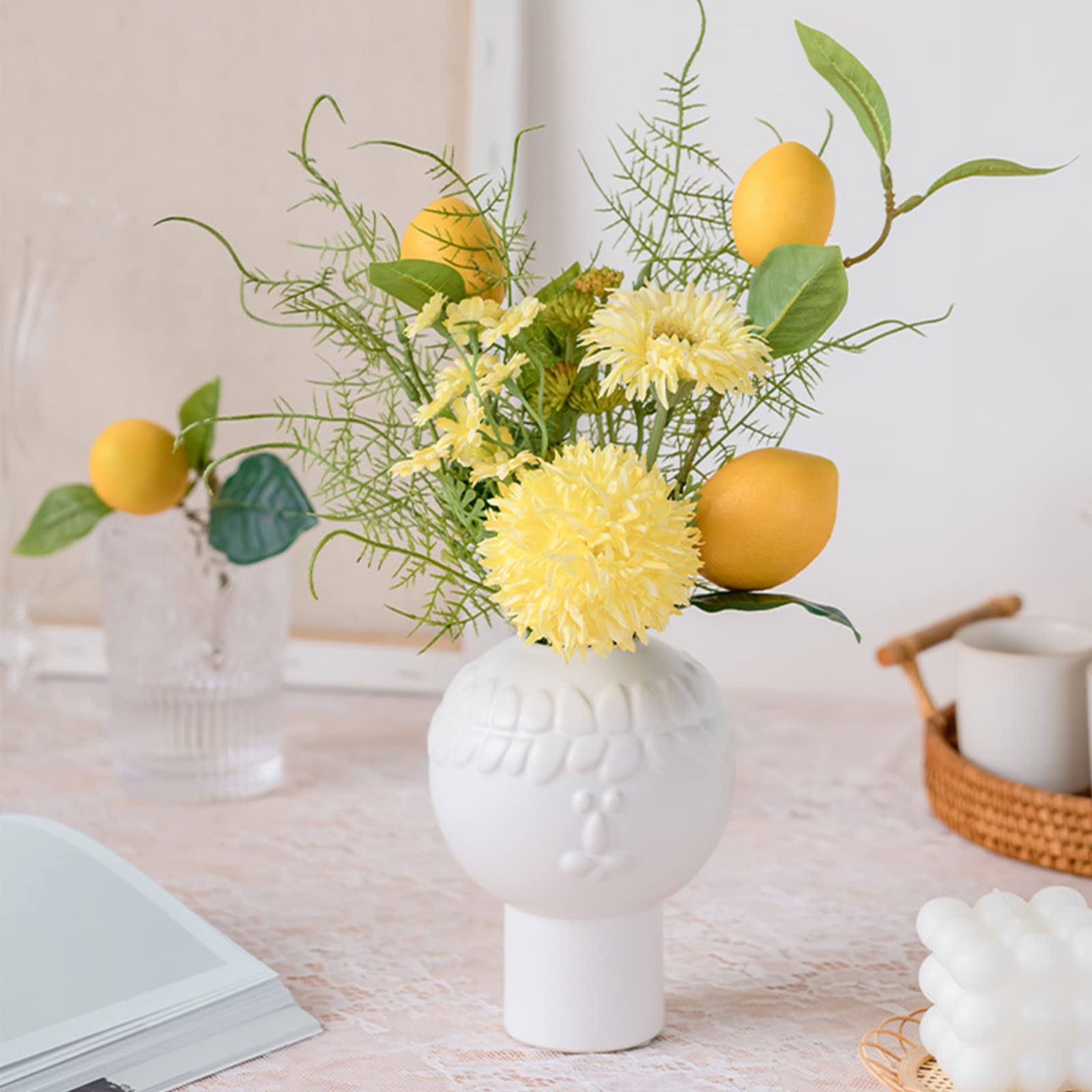 Lemon Centerpieces Arrangements Lemon, White Real Touch Magnolia