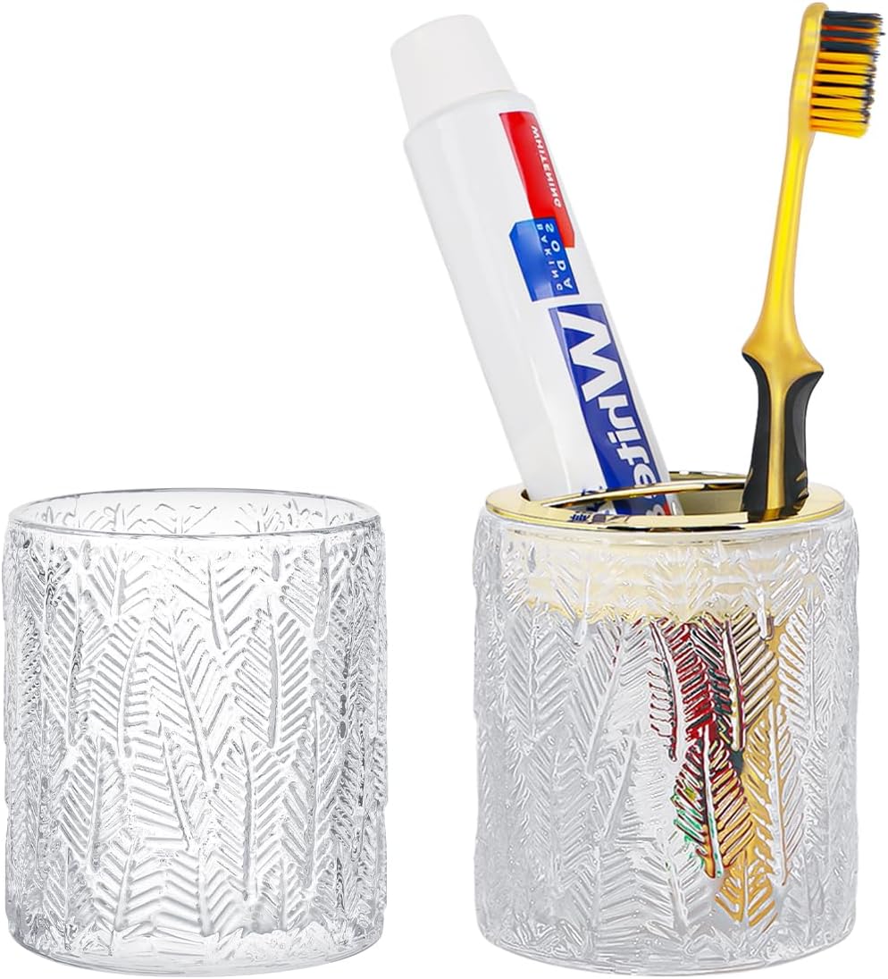 Tonxus Glass Toothbrush Holders for Bathrooms,Clear Toothbrush Holder ...