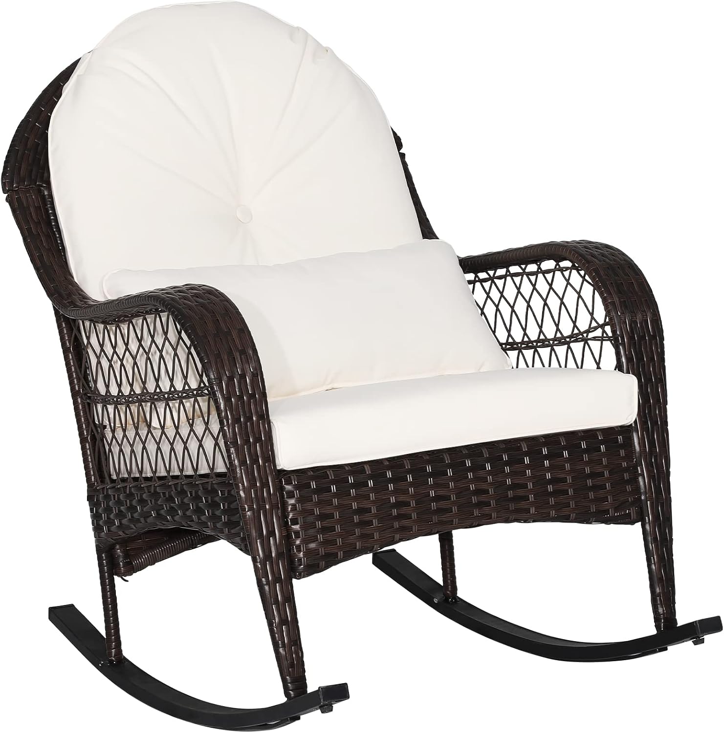 Amazon.com : Tangkula Outdoor Wicker Rocking Chair, Patio Rattan Rocker ...