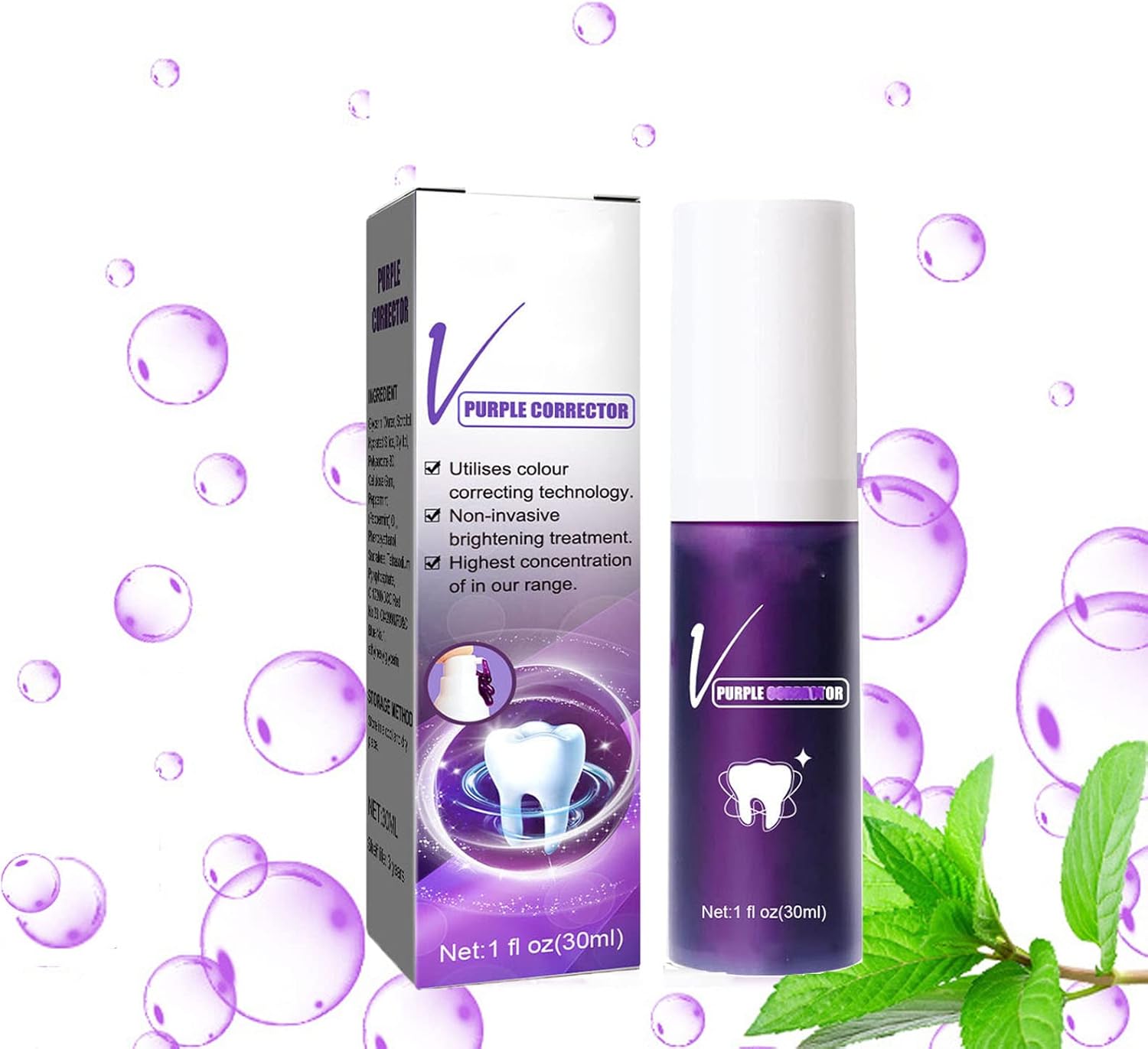Amazon.com : v34 Color Corrector Purple Toothpaste, Color Corrector ...