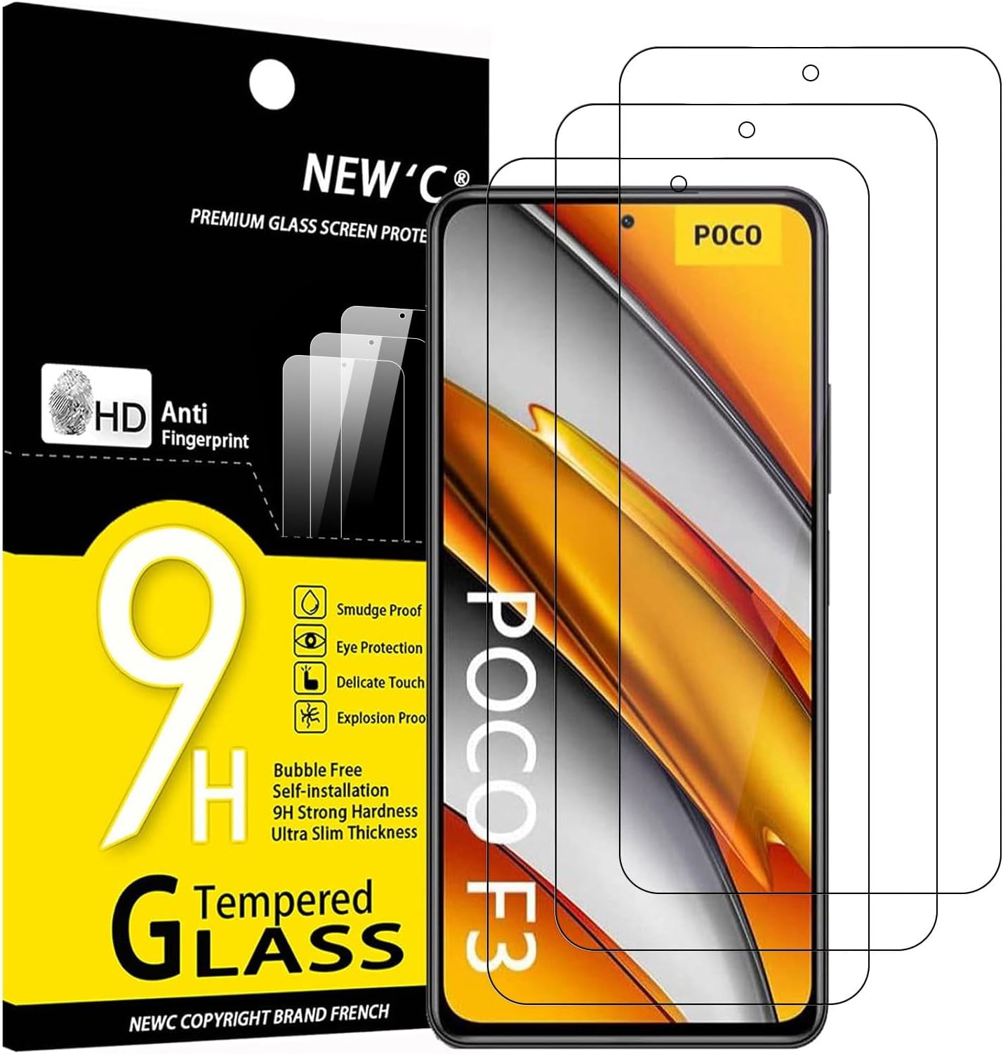 NEW'C 3 Pack Designed for Xiaomi Poco F3, Xiaomi Mi 11i Screen ...