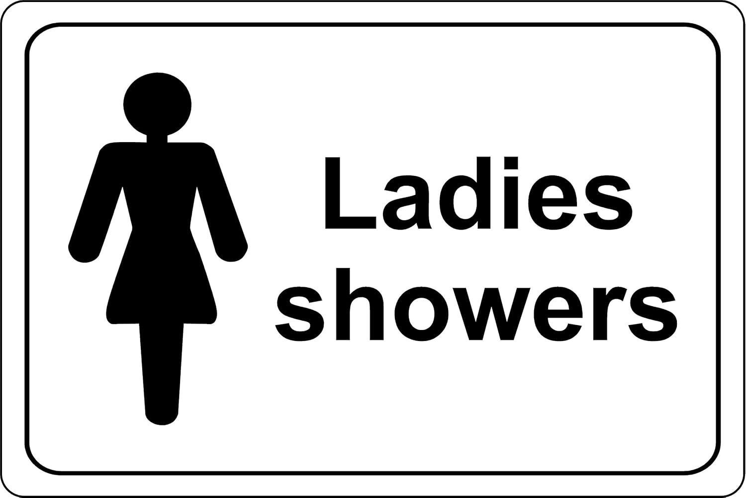 Ladies showers sign - 3mm Aluminium sign 300mm x 200mm : Amazon.co.uk ...
