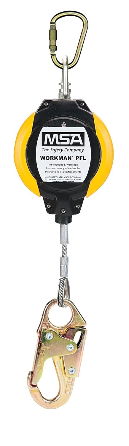 MSA 10104793 Workman Personal Fall Limiter Cable, 36C Steel Snaphook, 1 ...