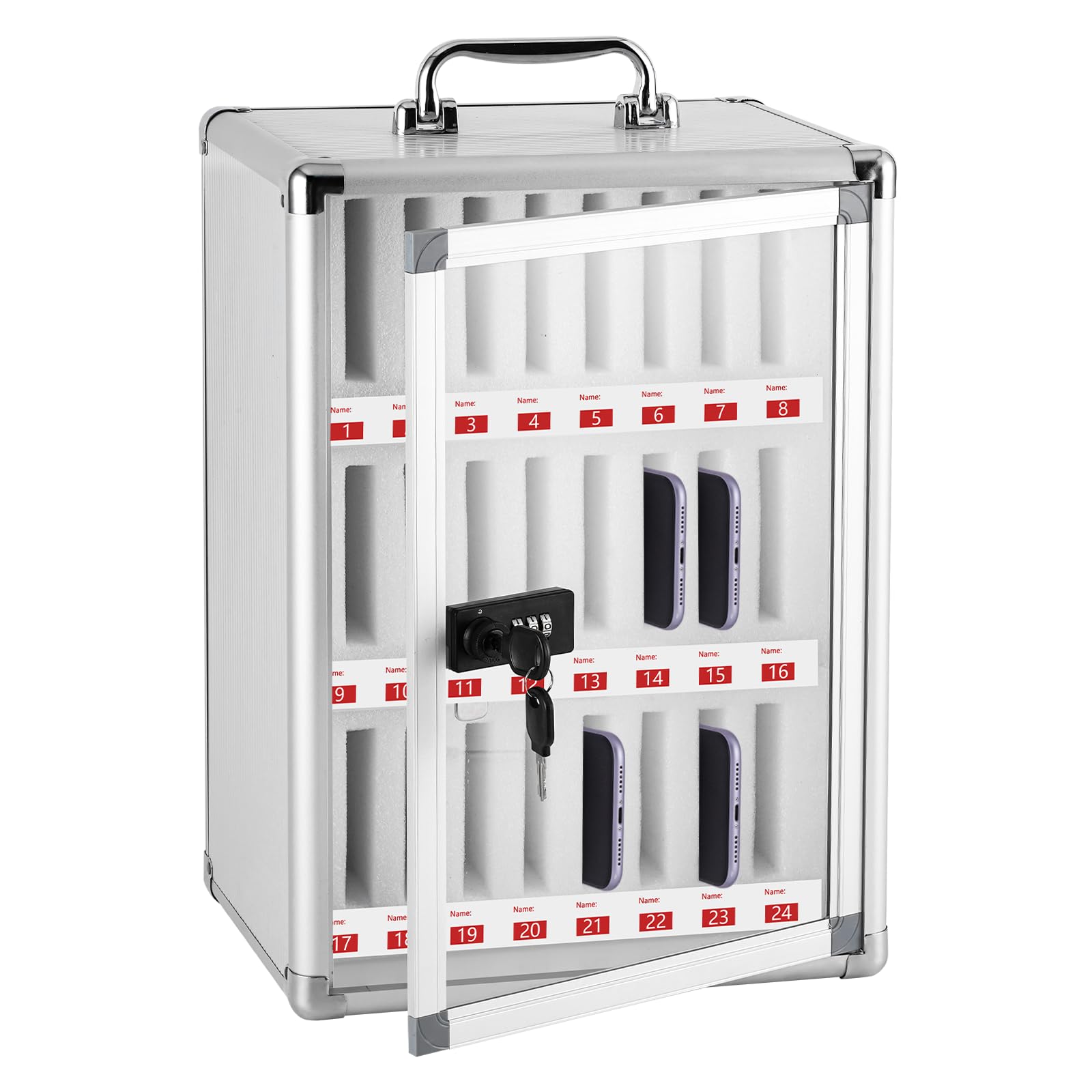 MXBAOHENG 24 Slot Mobile Phone Storage Cabinet Aluminum Alloy Phone ...