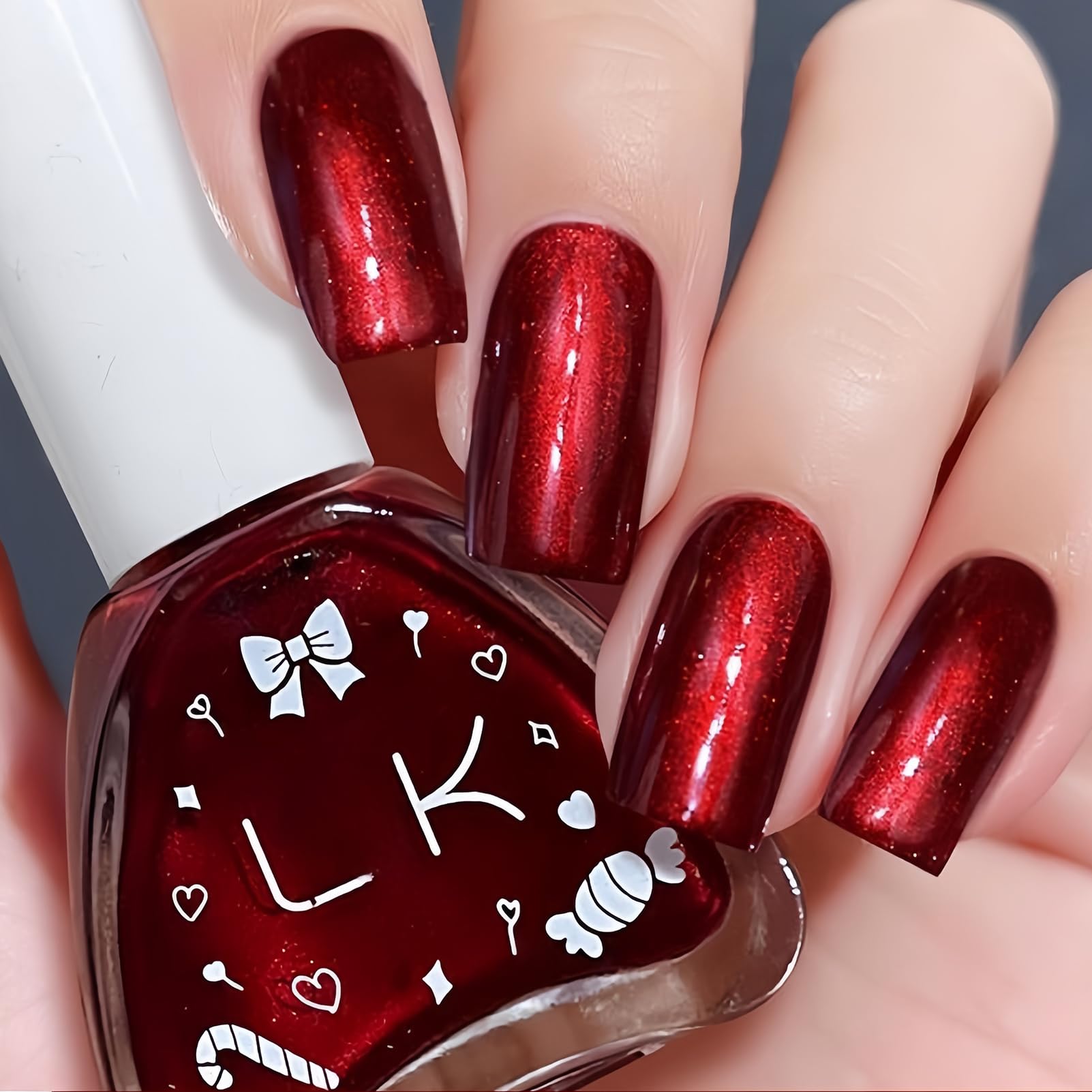 Amazon.com : KAHSOSE Pearl Burgundy Gel Polish Fast Drying, Dark Red ...