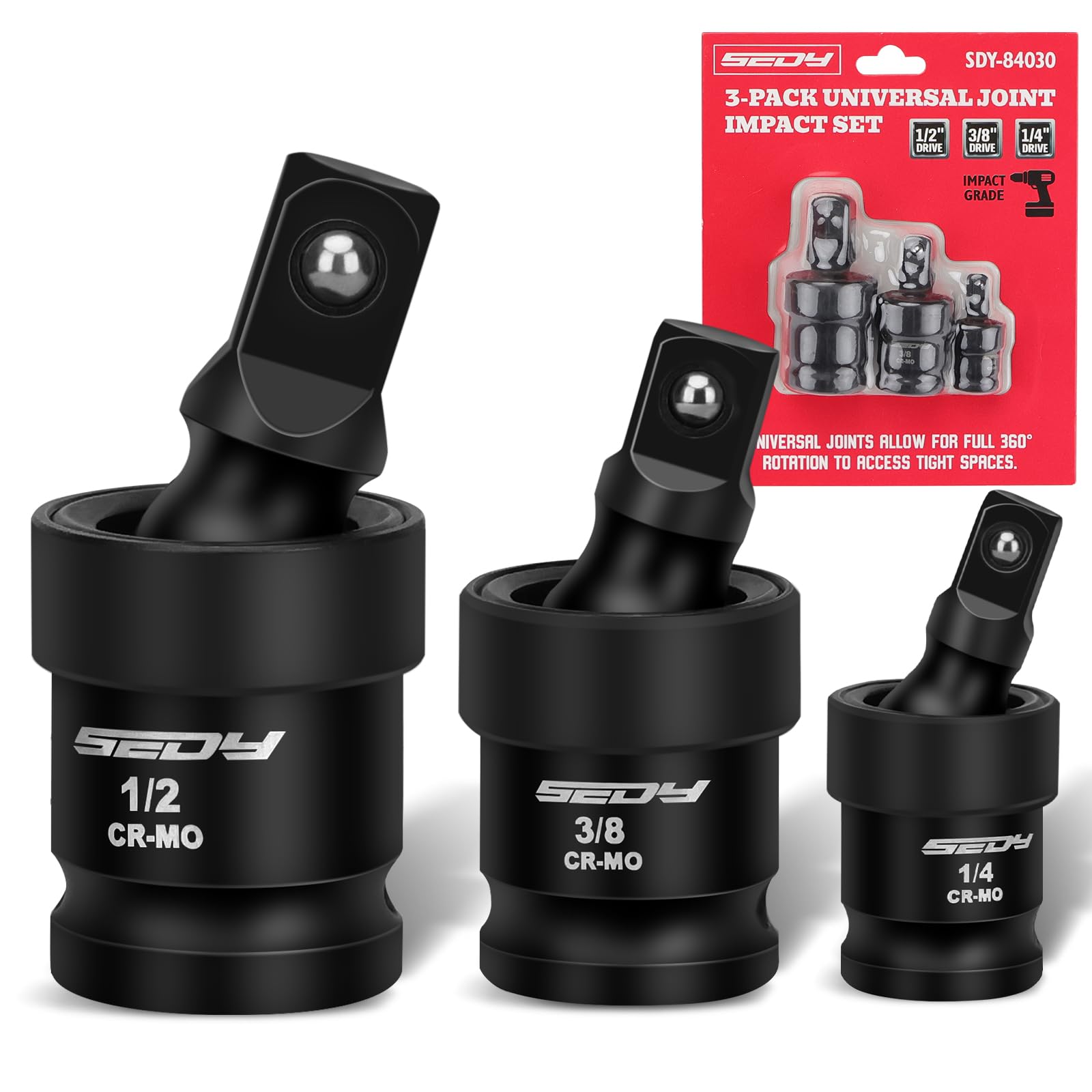 Snapklik.com : Impact Universal Joint-Socket Swivel Set: 3-Piece 1/2"