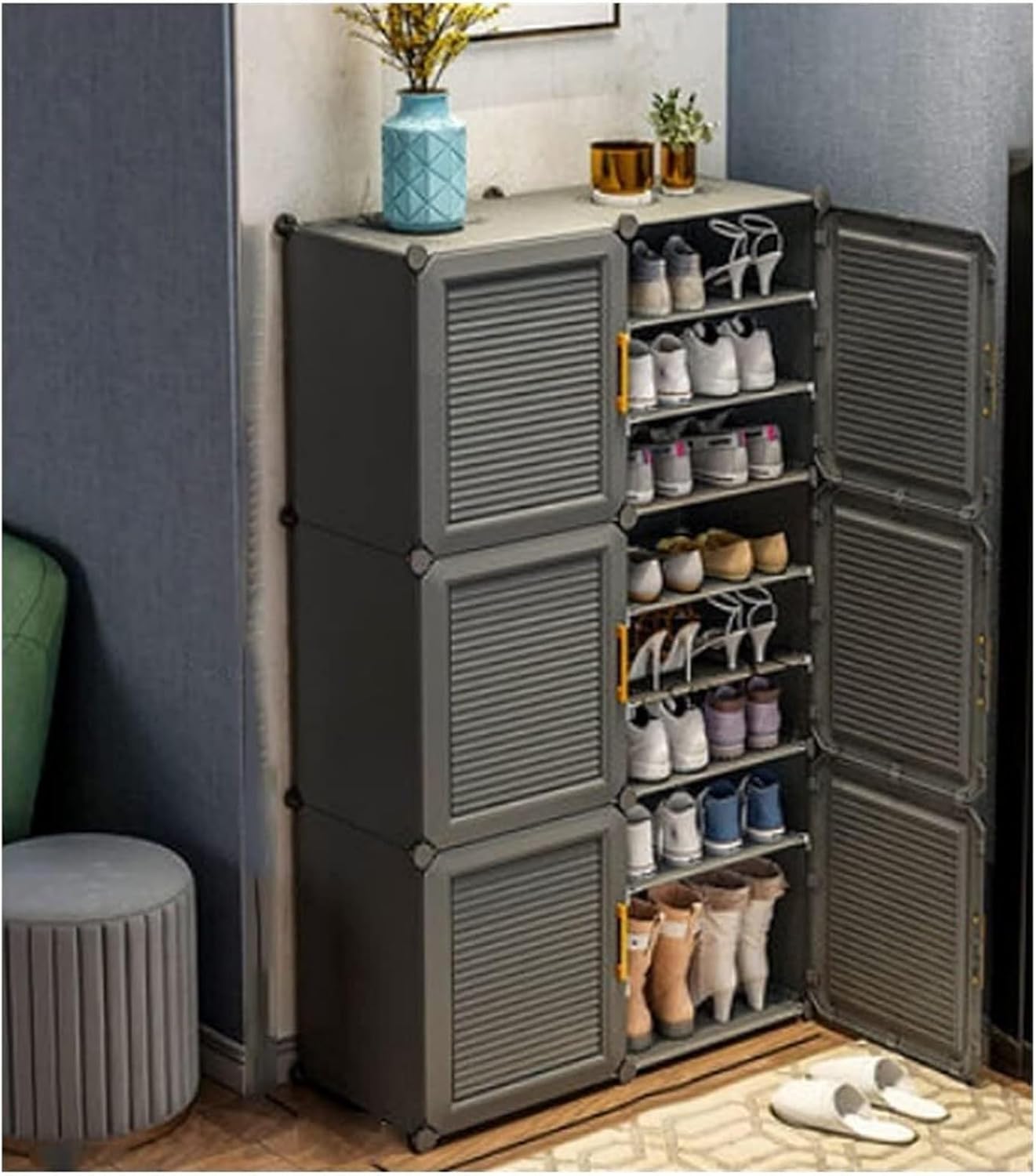 Amazon.com: Shoe Rack 8-Layer Shoe Rack, Dark Grey Shoe Cabinet with ...