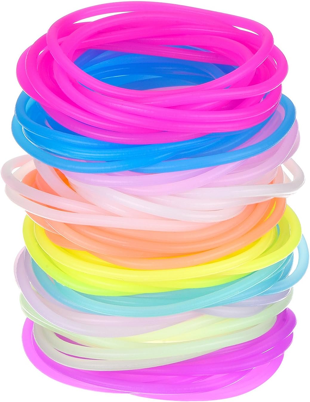 Amazon.com : Hotop 100 Pcs 80s Multicolor Silicone Jelly Bracelets ...