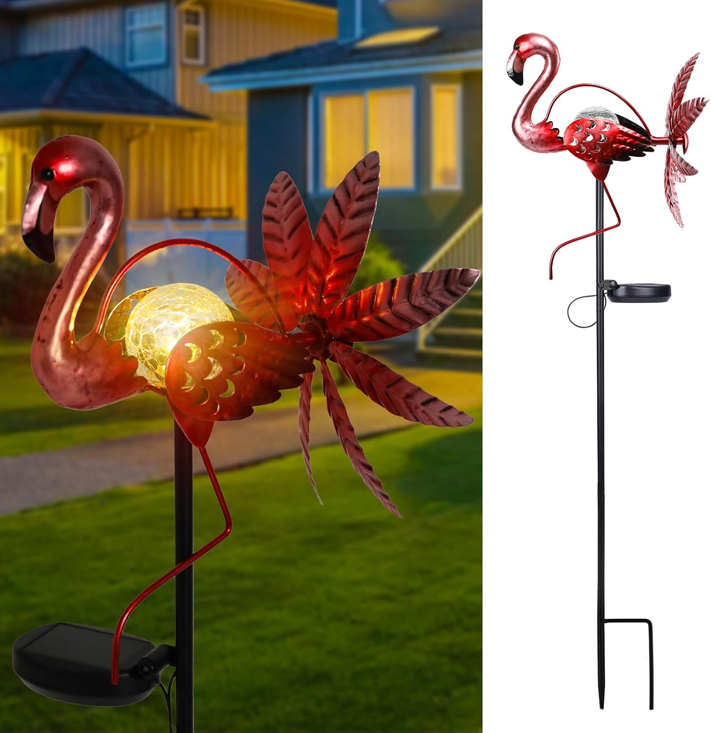 Amazon.com: Decorative Solar Lights Outdoor Solar Wind Spinner Flamingo ...
