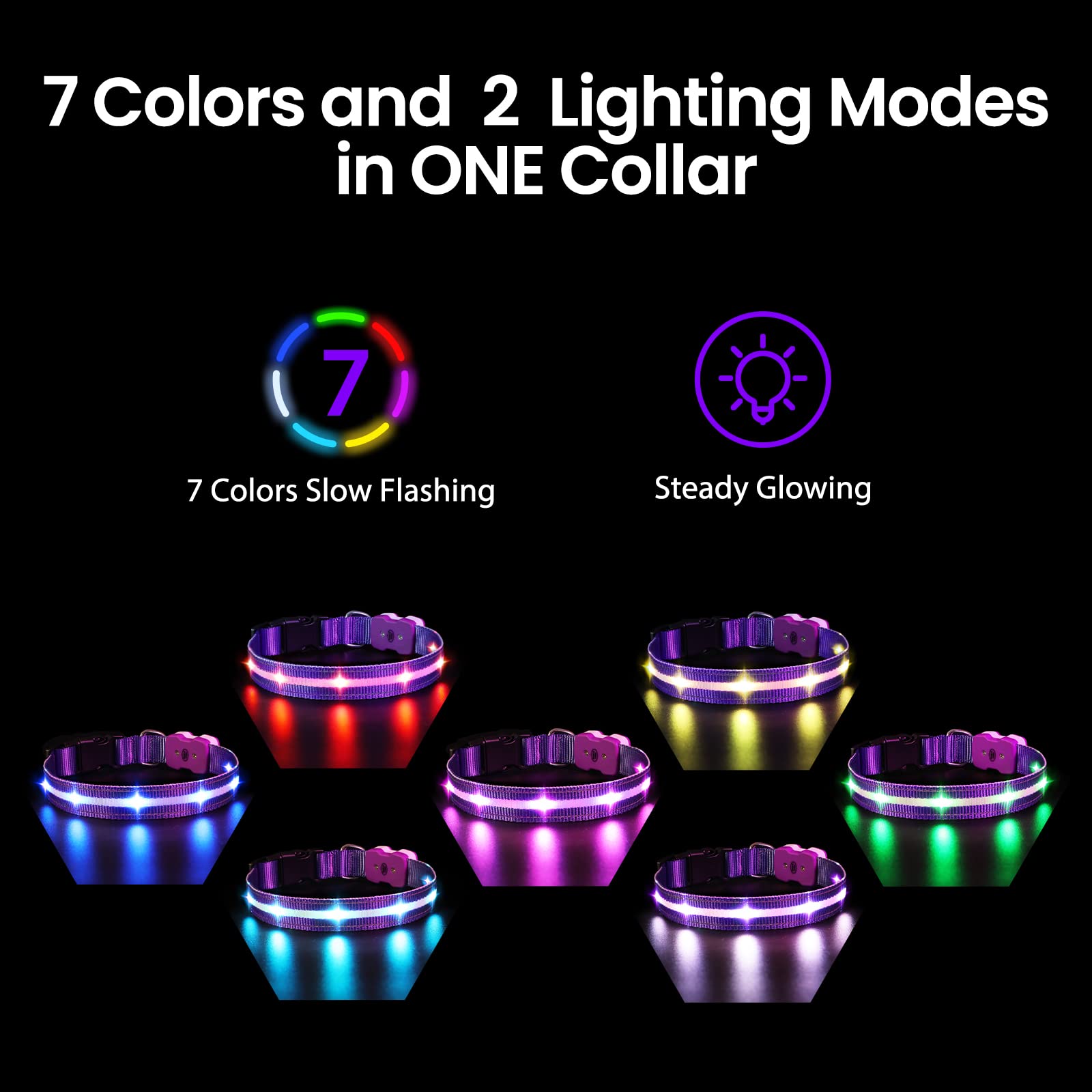 Snapklik.com : Light Up Dog Collar - RGB LED, Rechargeable, Water ...
