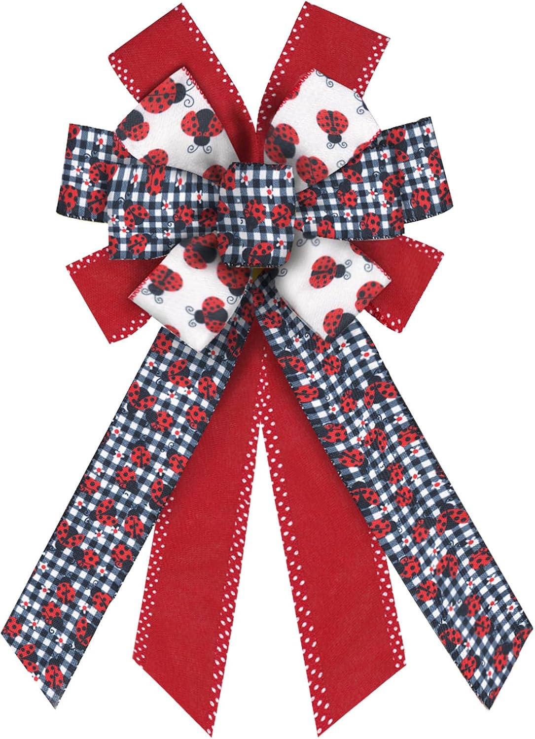 Amazon.com: ABTOLS Large Ladybug Bows for Wreath, Black White Buffalo ...
