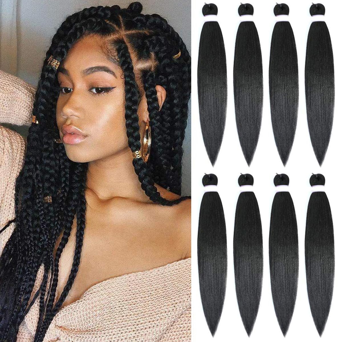 Amazon.com : YMSGIRL Pre Stretched Braiding Hair Yaki Texture Long ...