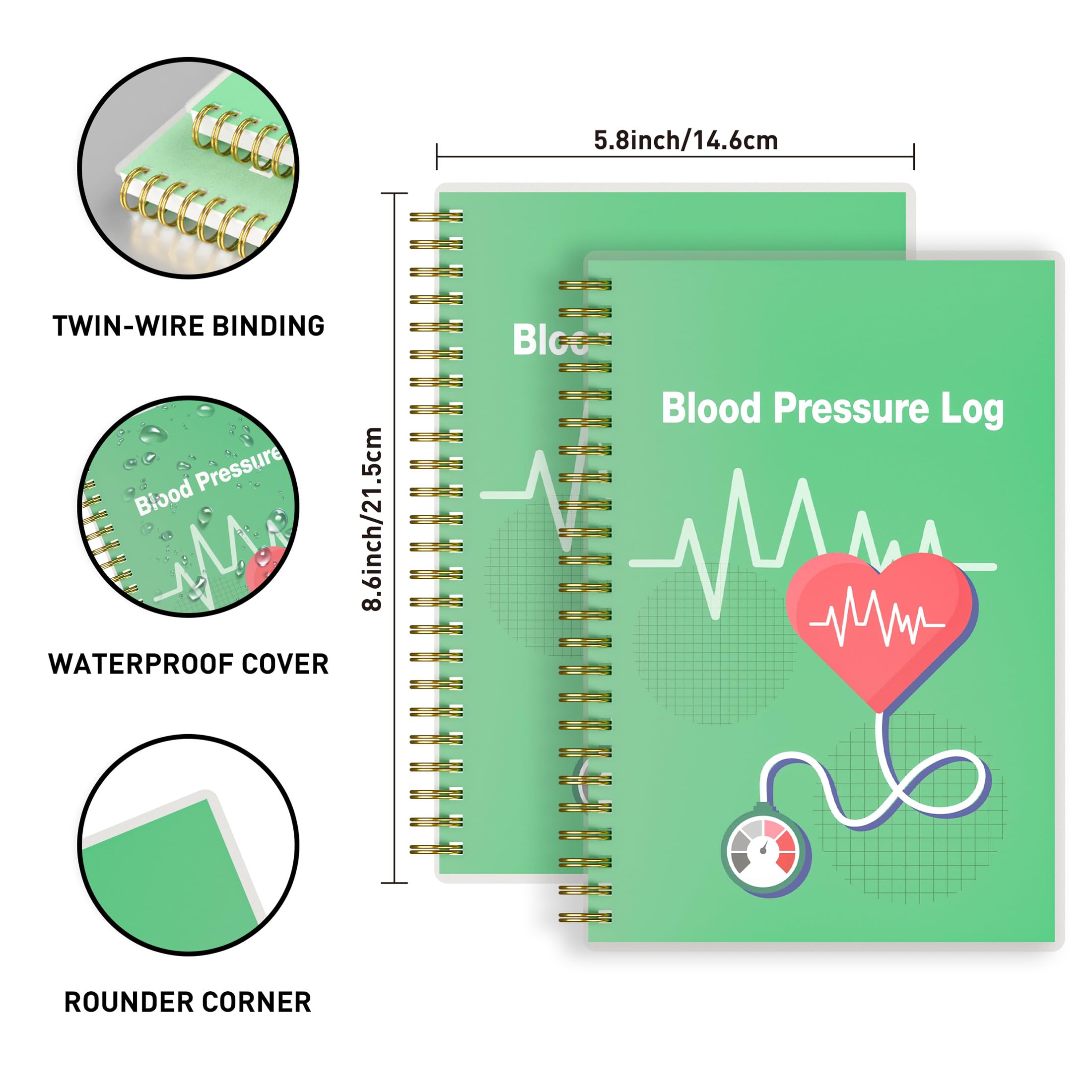Snapklik.com : Snootion A5 Blood Pressure Log Book 8.6 X 5.8 Inch ...