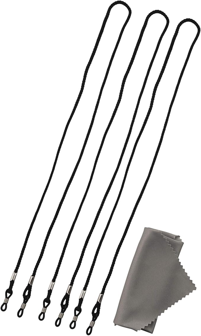 4 Pack | 3x Eyeglasses Cord & 1x Microfibre Cleaning Cloth ...