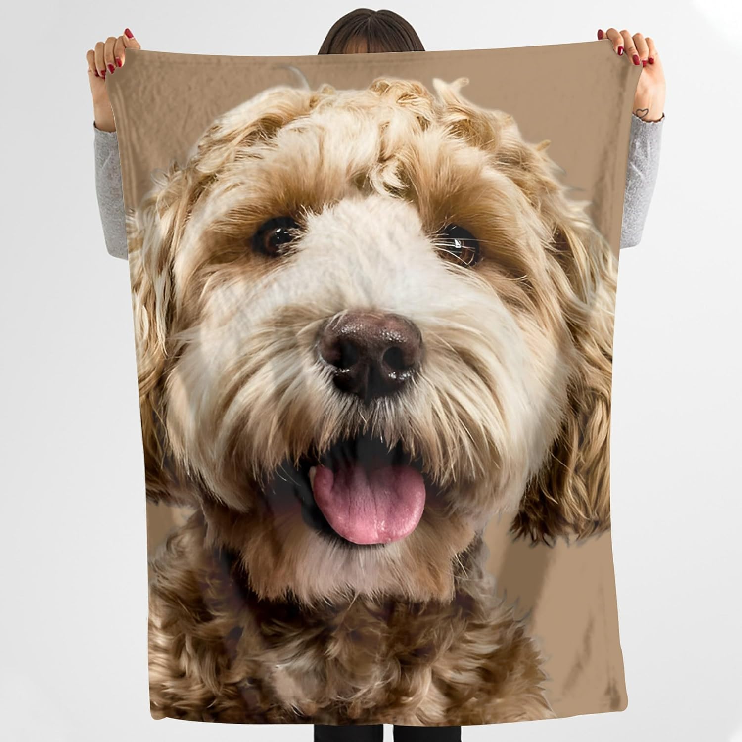 Amazon.com: Labradoodle Dog 2 Face 3D Fleece Soft Blanket, Cute Dog ...