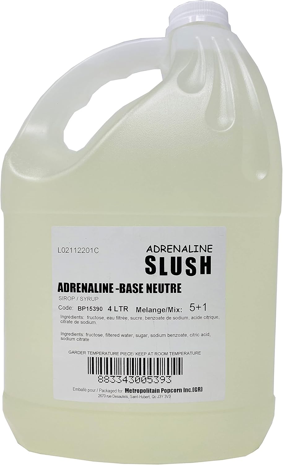 Adrenaline Slush Base de neige fondue neutre 4 litres Mélange 5:1 ...