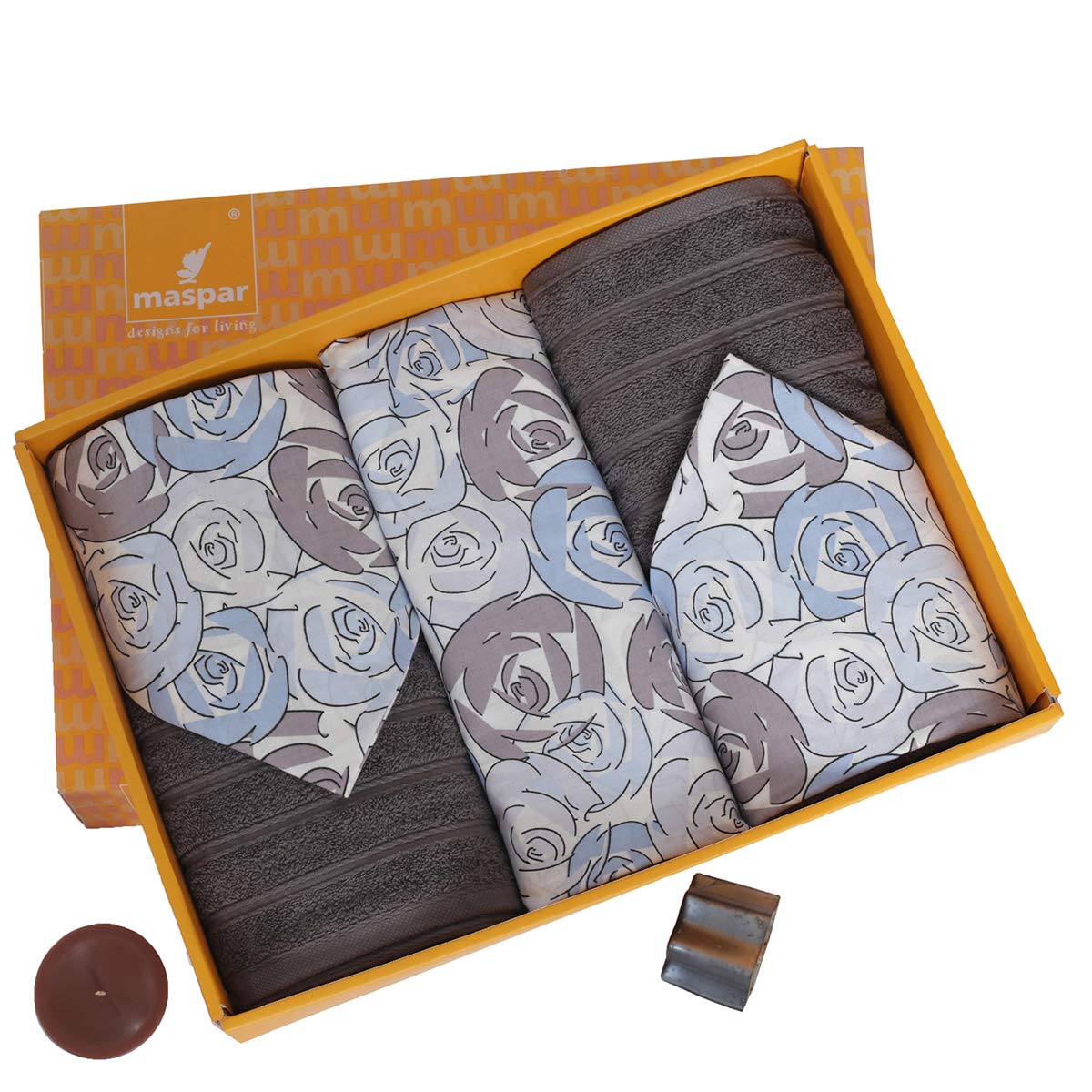 Maspar Diwali Gift Set Blue 160 TC Cotton 5 of Bed Bath Set : Amazon.in ...