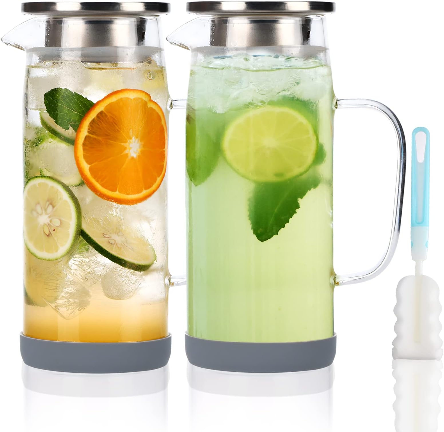 Amazon.com: MIOCARO Pitcher Glass Water Pot Kettle Stainless Steel Lid ...
