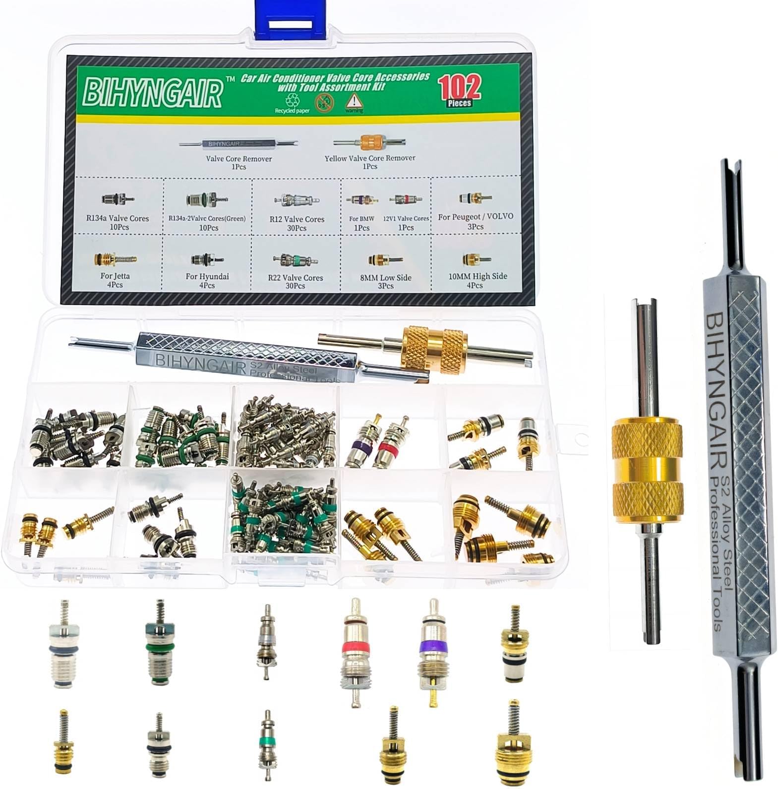 Amazon.com: BIHYNGAIR 102PCS Car Air Conditioner Valve Core Assortment ...
