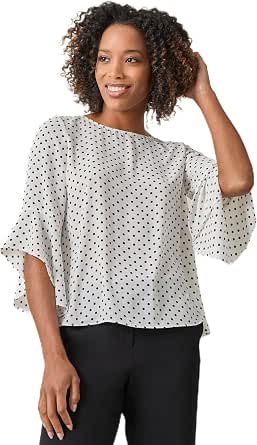 Kasper Plus-Size Flutter Sleeve Polka Dot Top at Amazon Women’s ...