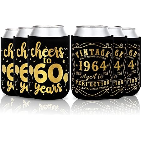 Amazon.com: CiyvoLyeen Cheers to 60 Years Can Sleeves Vintage 1964 60th ...
