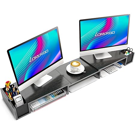 Amazon.com: LORYERGO Dual Monitor Stand Riser, Laptop Stand with ...