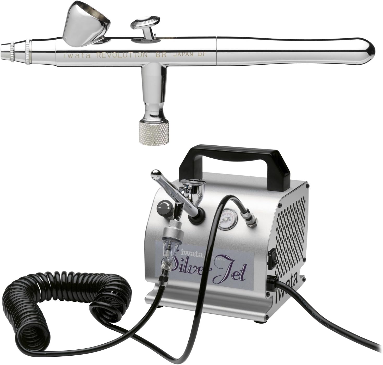 Amazon.com: Revolution BR Airbrush Kit with Iwata Silver Jet Compressor ...