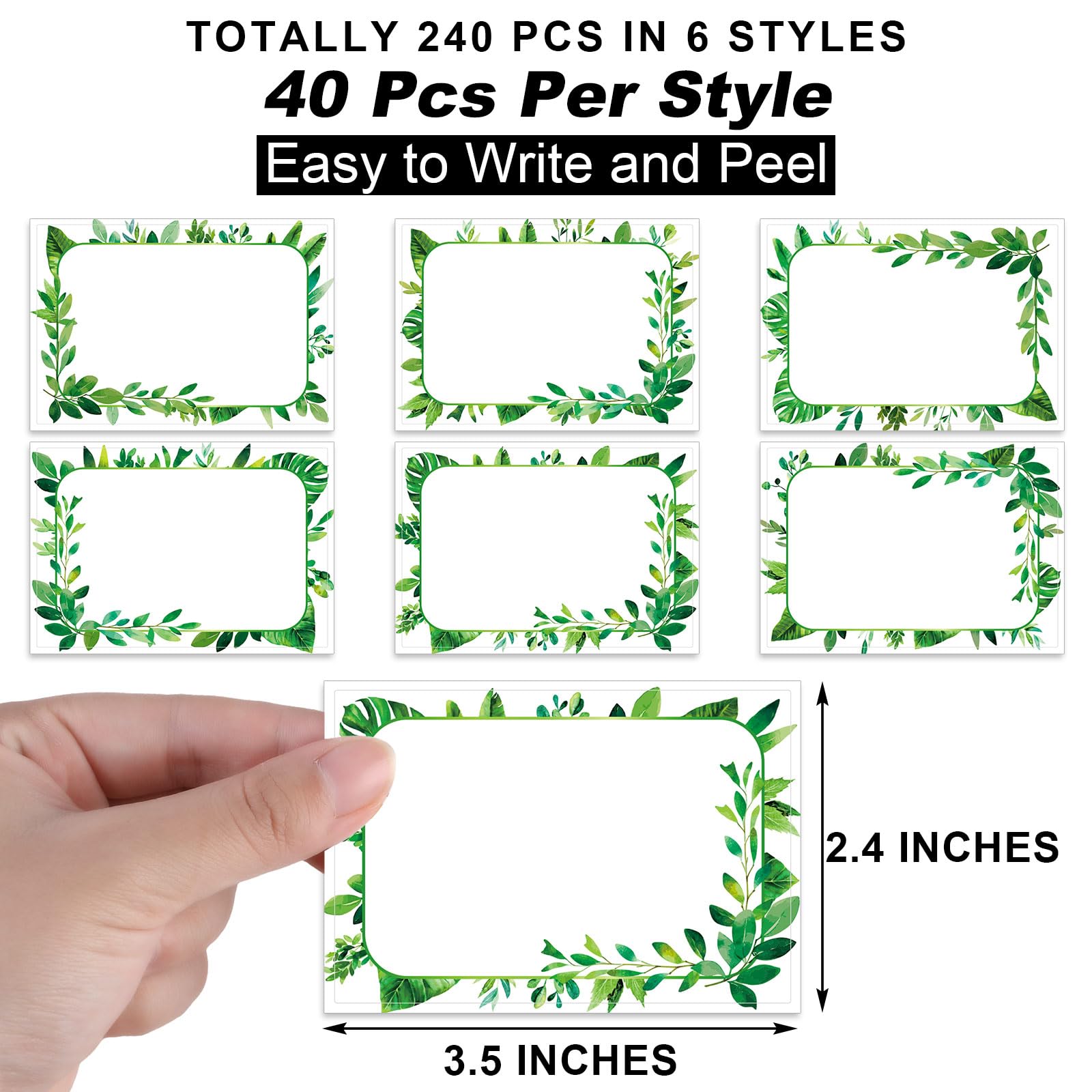 Snapklik.com : Engrowtic 240 Pcs Greenery Name Tags Stickers Summer ...
