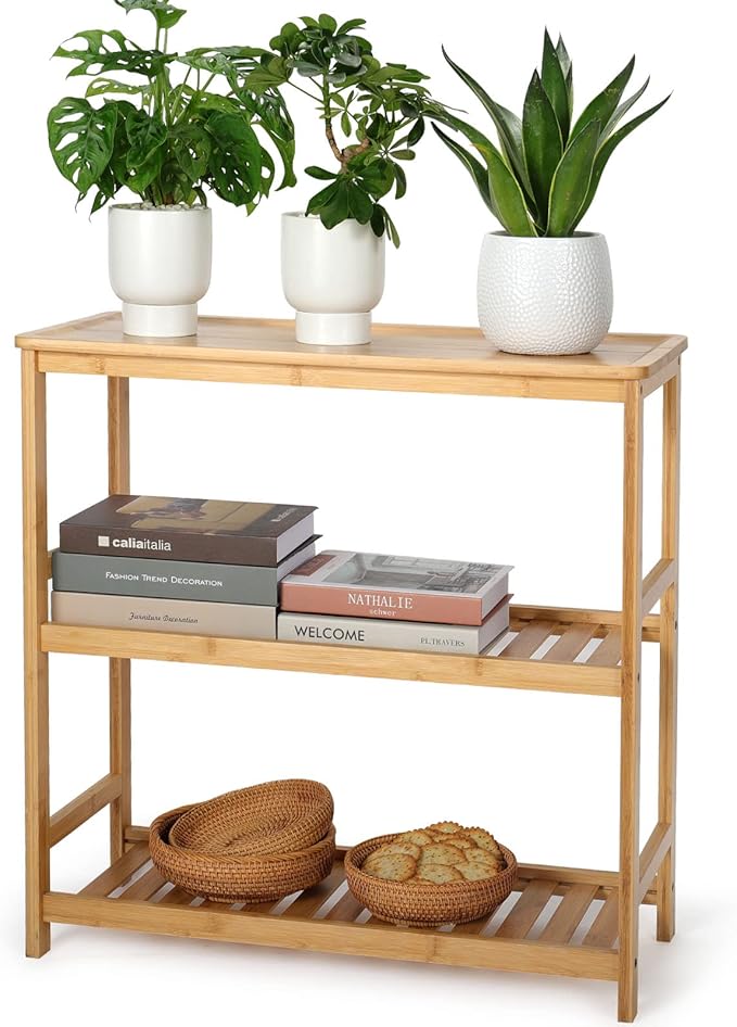 Amazon.com: Zoybro Bamboo Plant Shelf, 3 Tier Tall Window Plant Stand ...