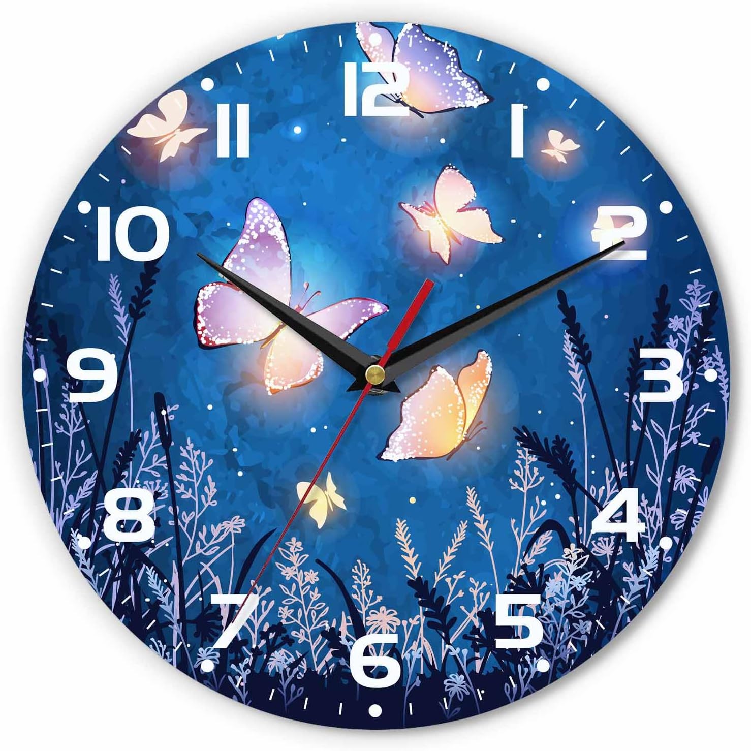 Amazon.com: Glowing Butterflies Wall Clock 10 Inch Battery Operated ...
