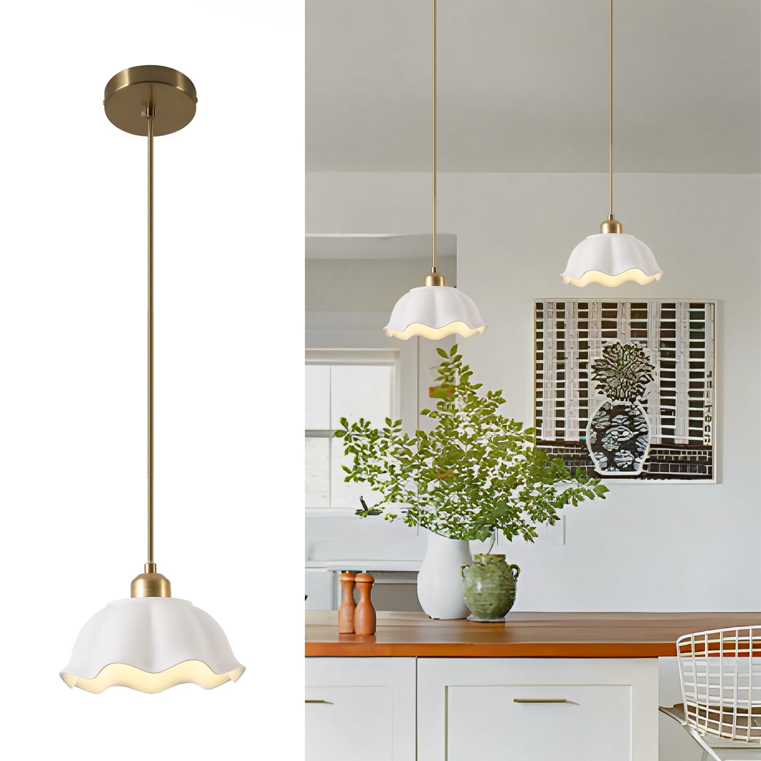 Fulesi Ceramic Pendant Light Nordic Vintage Mid Century Modern Hanging ...