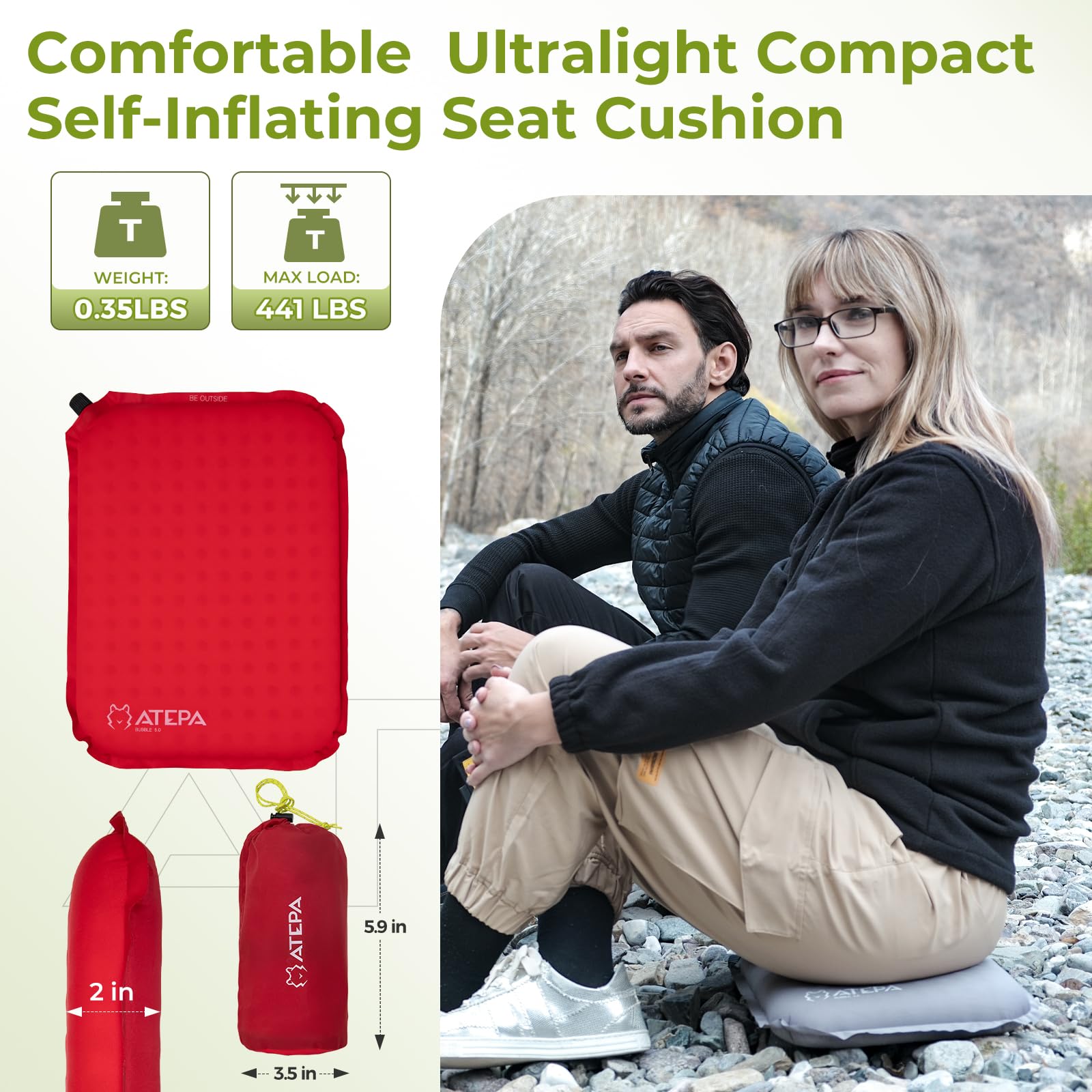 Snapklik.com : ATEPA Inflatable Stadium Seat Cushion Lightweight Self ...