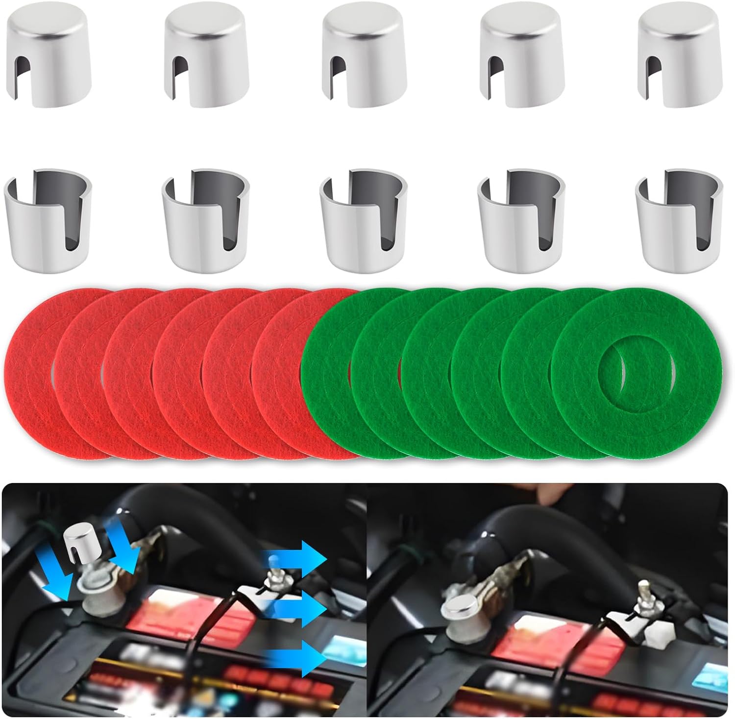 Amazon.com: 10PCS Battery Post Shims with 12PCS Felt Washers,Battery ...