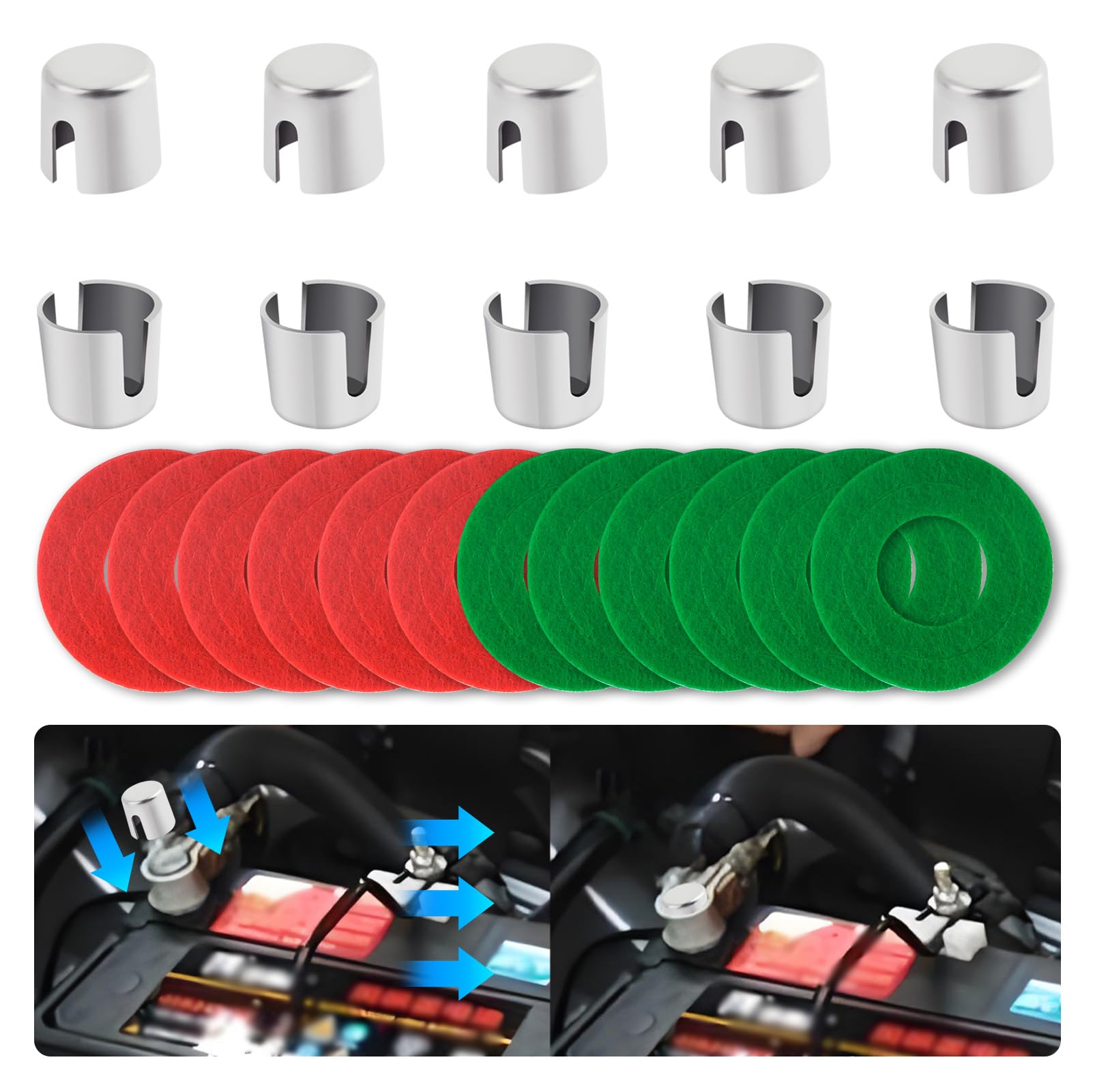Amazon.com: 10PCS Battery Post Shims with 12PCS Felt Washers,Battery ...