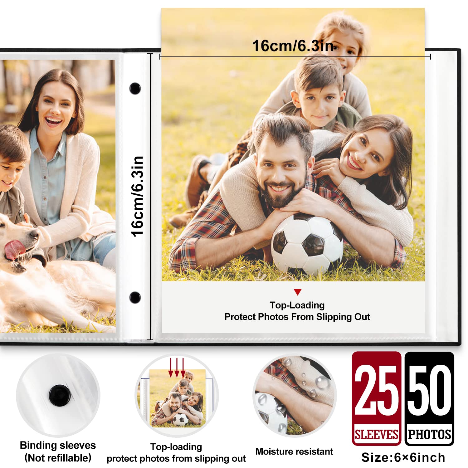 Snapklik.com : Lanpn Photo Album 6x6, Linen Hard Cover Acid Free Slip ...