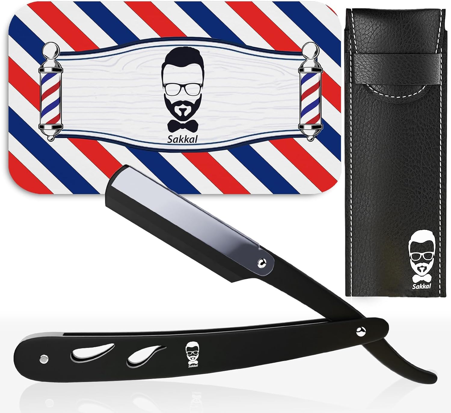 Sakkal® Cut Throat Razor for Men – Matte Black Straight Razor ...