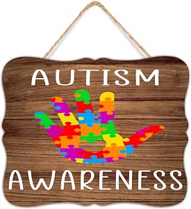 Amazon.com: Autism Awareness Puzzle Piece Established Wood Sign Rustic ...