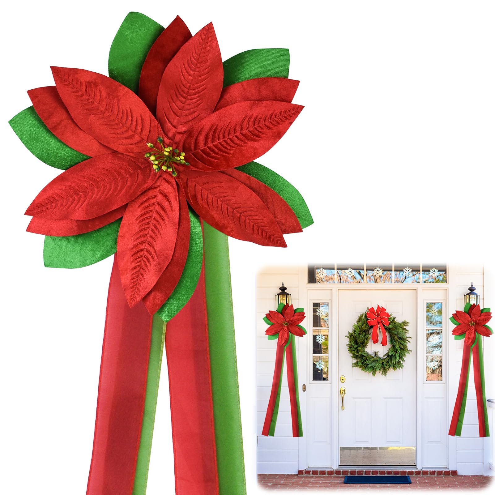 Amazon.com : 1PCS Christmas Poinsettia Flower Windsock, 47 Inch ...