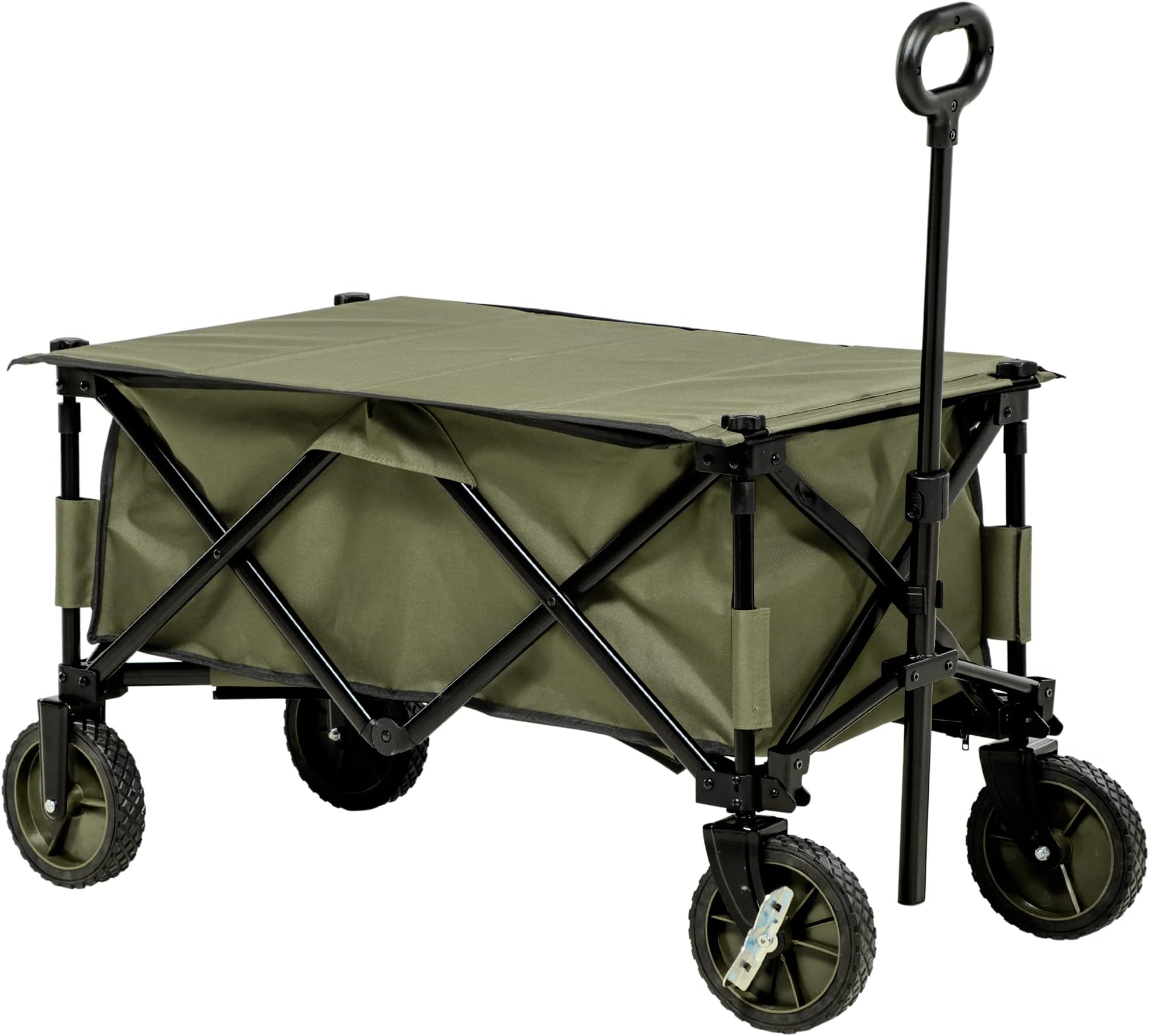 Outsunny Folding Garden Trolley, Cargo Trailer on Wheels, Collapsible ...