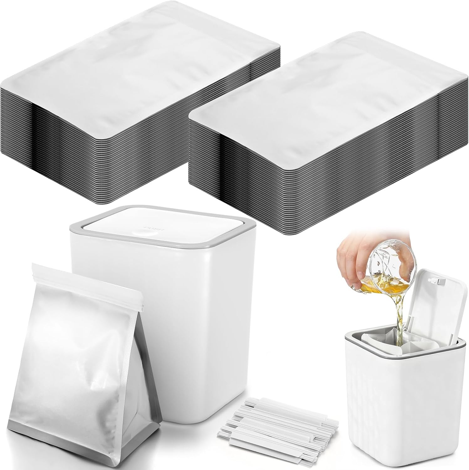 Amazon.com: 51 Set Grease Container for Kitchen with 50 Foil Liners ...