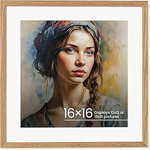 Amazon.com - Vivelove 16x16 Oak Wood Picture Frames - 16x16 Poster Frames with Mat to 12x12 ...