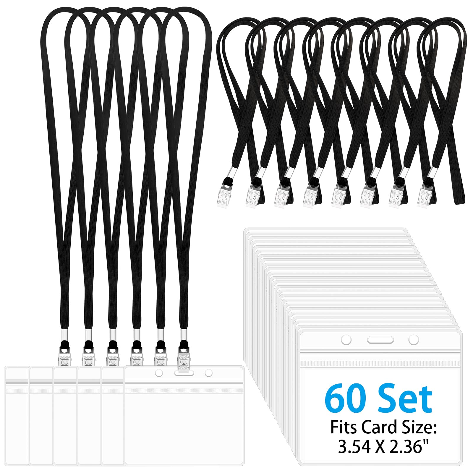 Buy 60 Set Name Tags with Lanyards, Bulk Lanyards for ID Badges,Clear ...