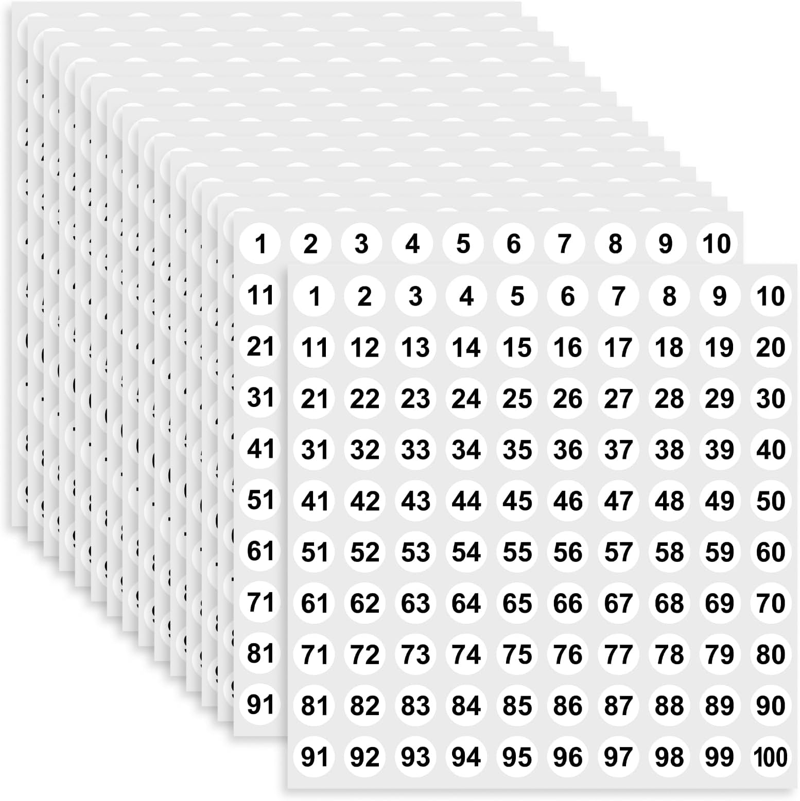 55 Sheets Number Stickers 1-100, 0.4Inch Small Number Stickers Round ...